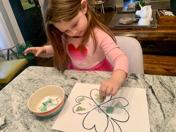 Toddler Activity: Snipped Paper Shamrock Collage | Grey Skies & Rainbow ...