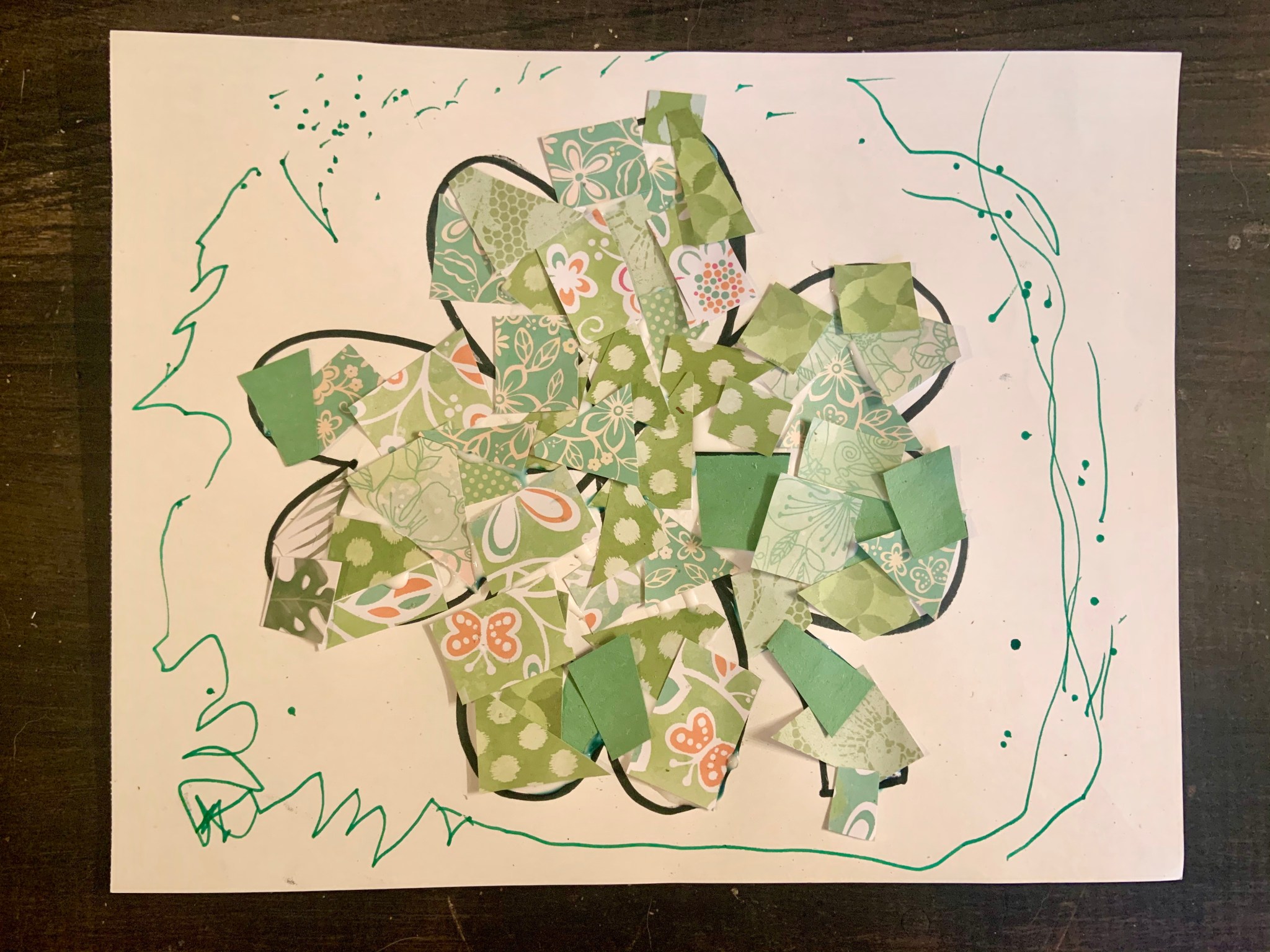 Toddler Activity: Snipped Paper Shamrock Collage | Grey Skies & Rainbow ...