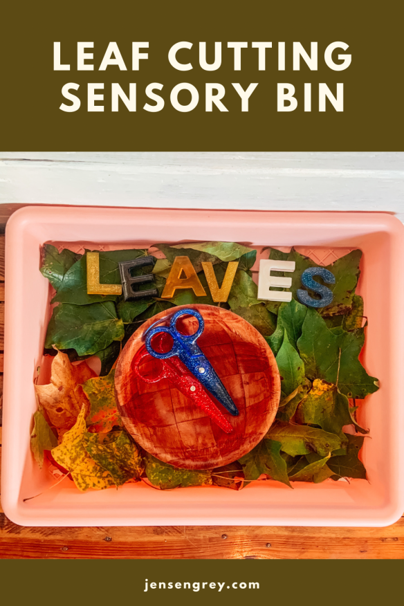 Leaf Cutting Sensory Bin. | Grey Skies & Rainbow Highs