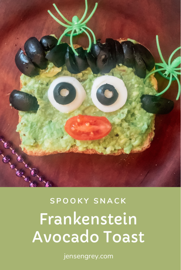 Spooky Snack: Frankenstein Avocado Toast | Grey Skies & Rainbow Highs