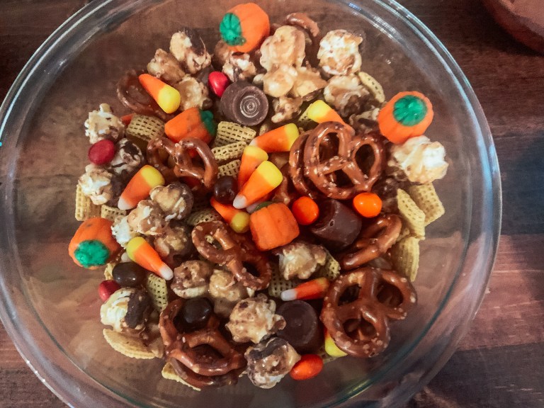 Fall Scarecrow Snack Mix | Grey Skies & Rainbow Highs