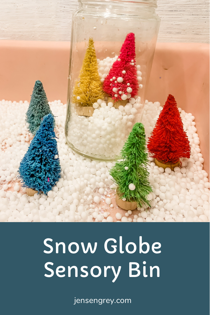 Snow Globe Sensory Bin | Grey Skies & Rainbow Highs