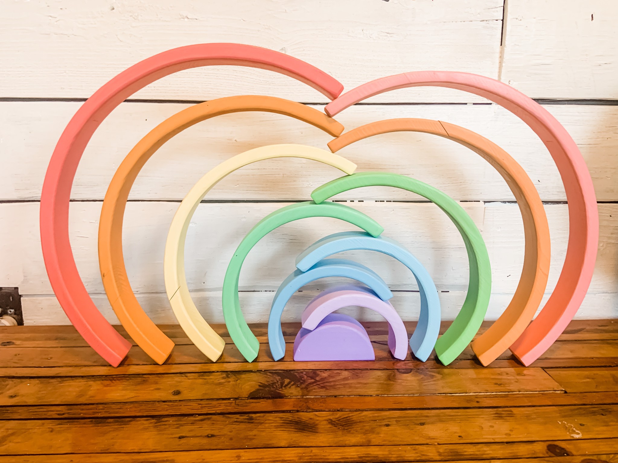 Wooden Rainbow Stacker Play | Grey Skies & Rainbow Highs