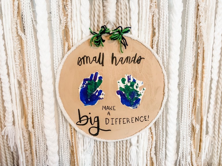 DIY Earth Day Handprint Artwork | Grey Skies & Rainbow Highs