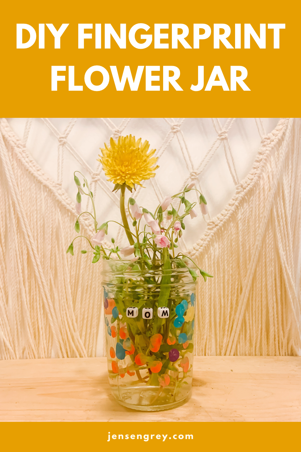 DIY Fingerprint Flower Jar | Grey Skies & Rainbow Highs